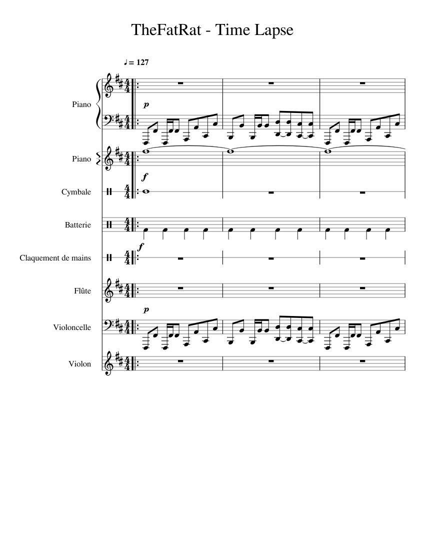 TheFatRat Time Lapse sheet music for Piano, Flute, Violin, Percussion ...