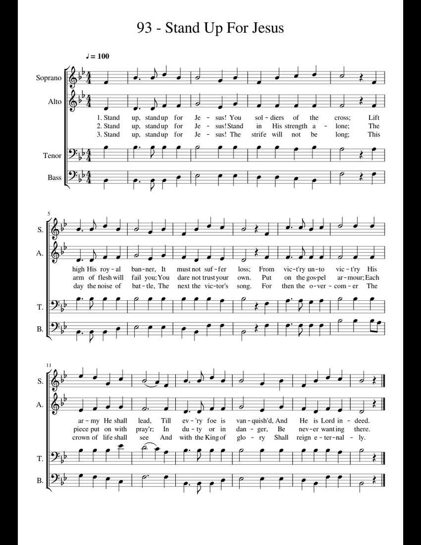93 - Stand up for Jesus (piano) sheet music for Piano download free in ...