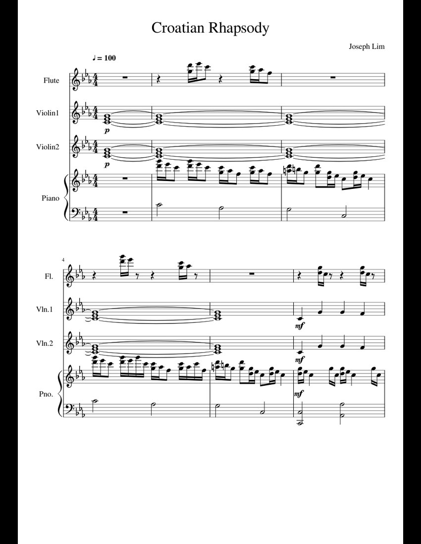 Croatian Rhapsody Maksim Mrvica Arranged by Joseph Lim sheet music for ...
