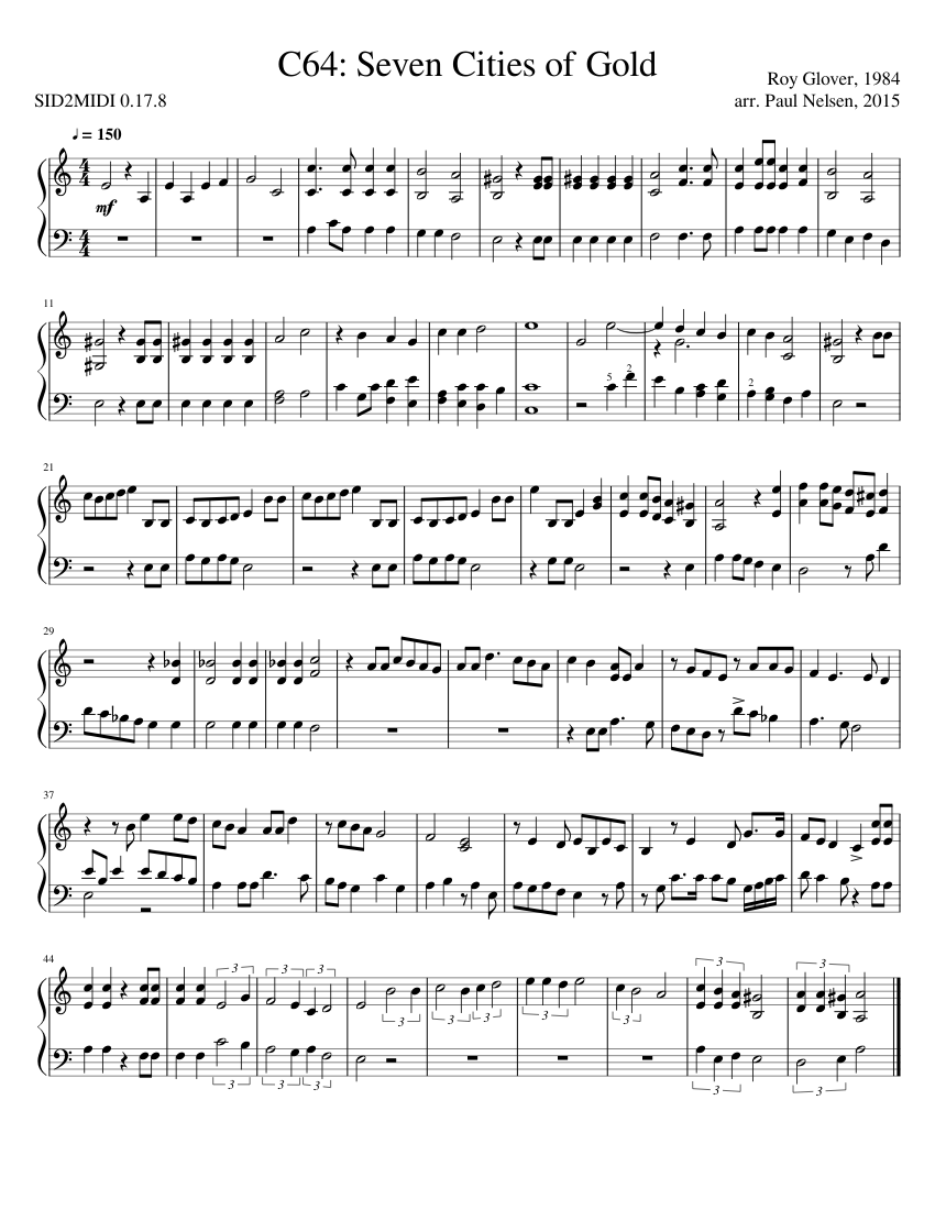 Seven Cities of Gold Sheet music for Piano | Download free in PDF or ...