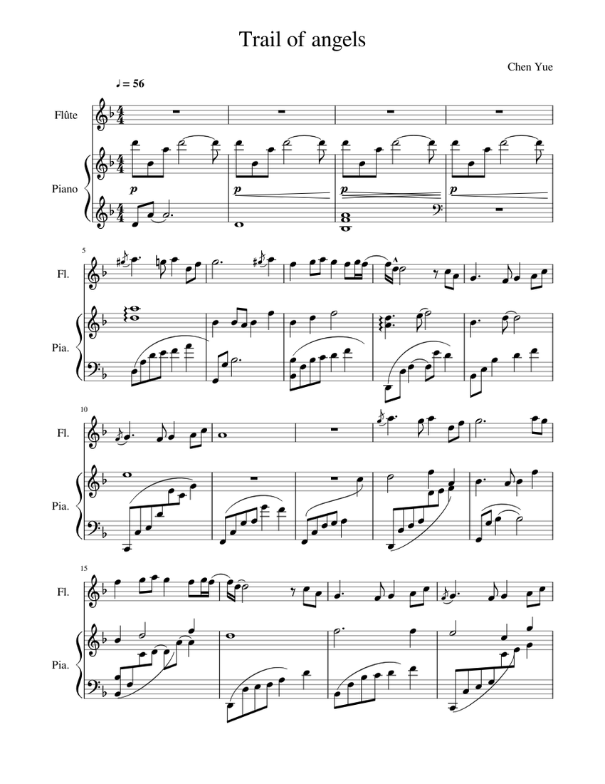 Trail of angels Sheet music for Piano, Flute (Solo) | Musescore.com