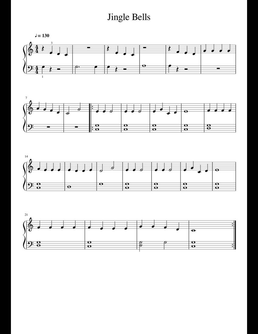 Jingle Bells (for beginner) sheet music for Piano download free in PDF ...