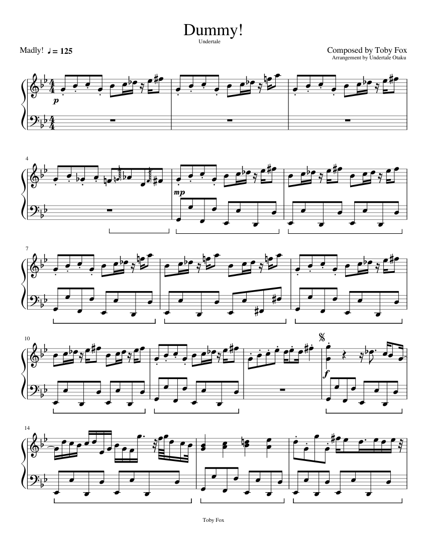 Dummy! (Undertale) Sheet music for Piano (Solo) | Musescore.com