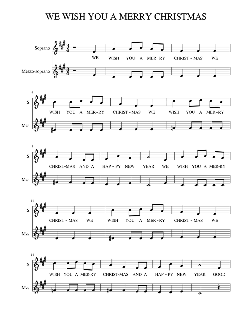 WE WISH YOU A MERRY CHRISTMAS Sheet music for Voice | Download free in ...