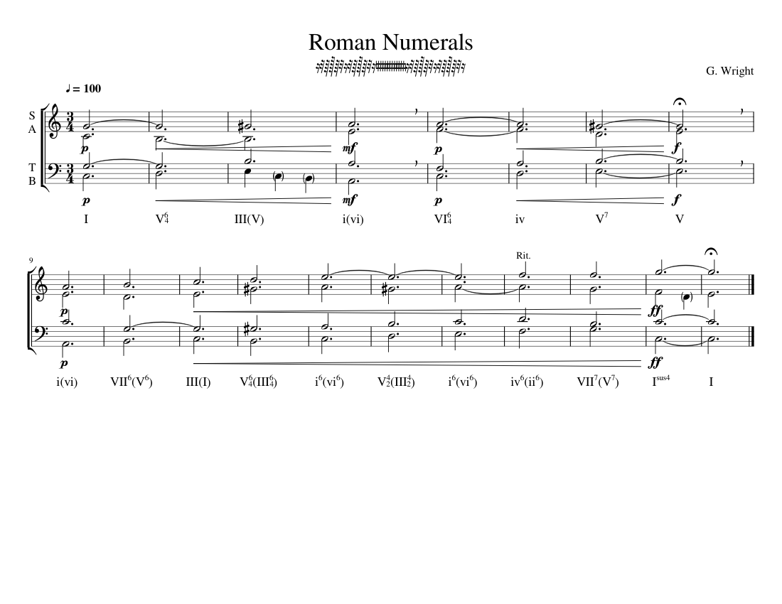 Roman Numerals sheet music for Voice download free in PDF or MIDI