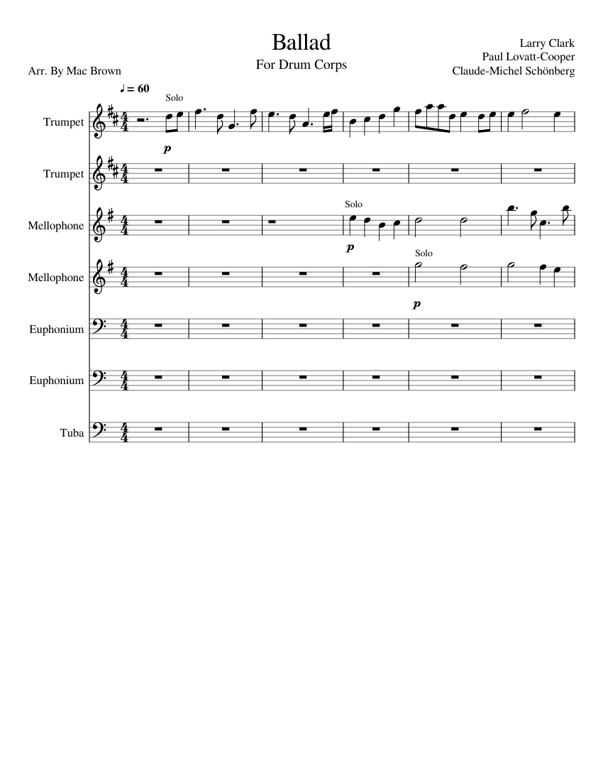 Ballad Sheet music for Trumpet, French Horn, Tuba | Download free in ...