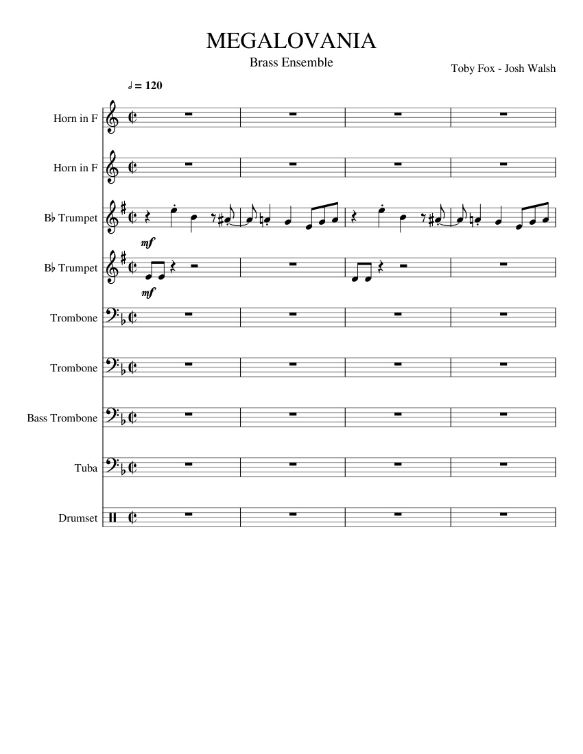 Megalovania Brass Sheet music for French Horn, Trumpet, Trombone, Tuba | Download free in PDF or ...