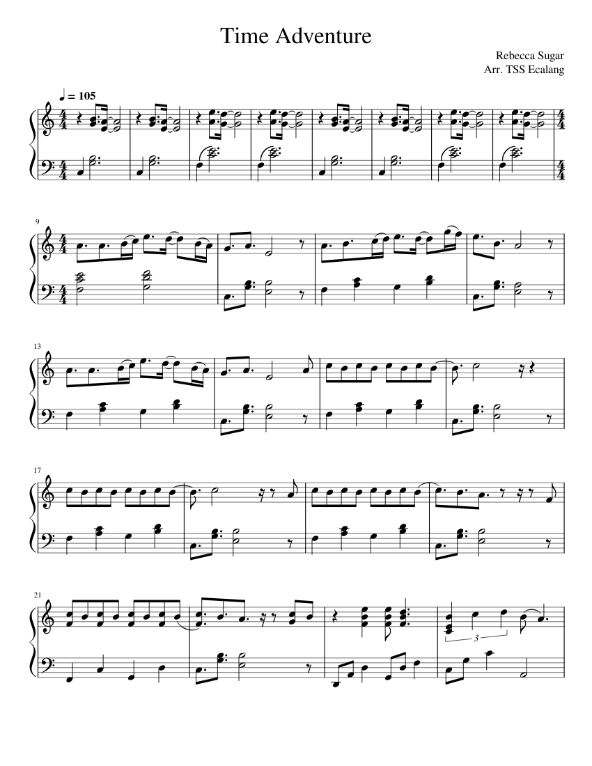 Time Adventure (Adventure Time Finale) sheet music for Piano download ...