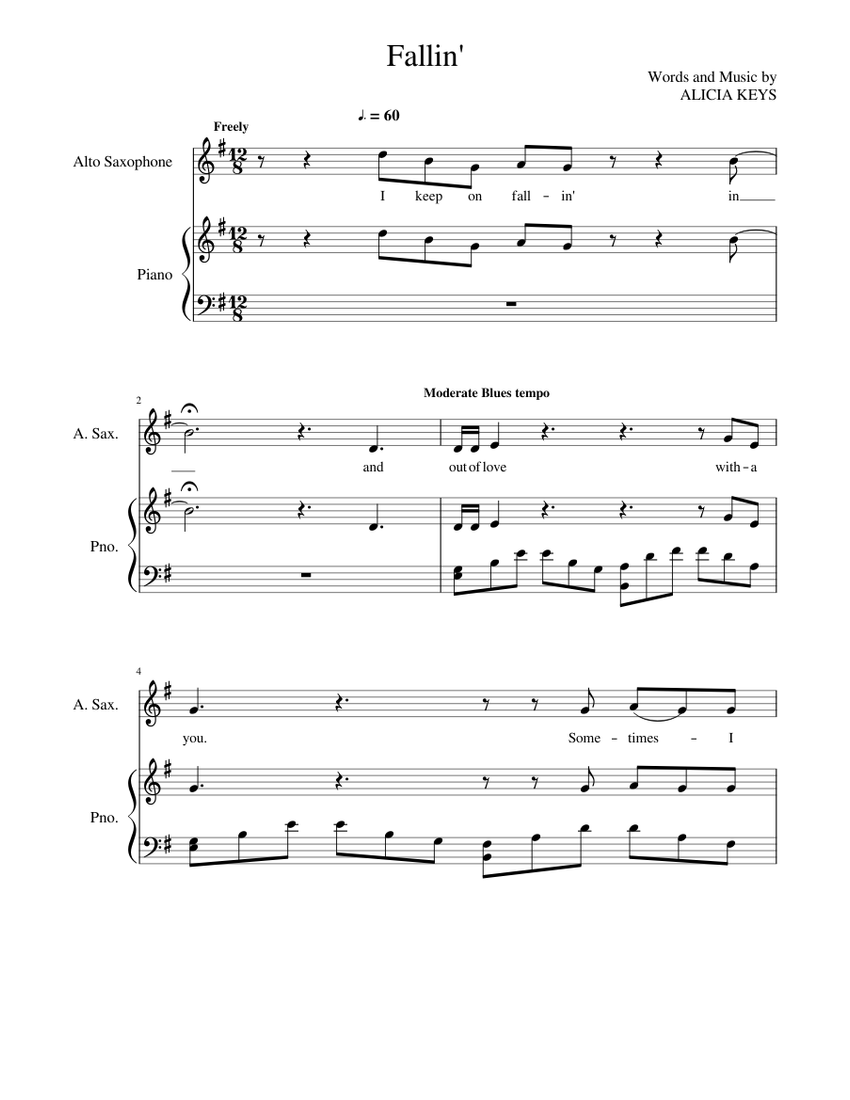 Fallin' Sheet music | Download free in PDF or MIDI | Musescore.com