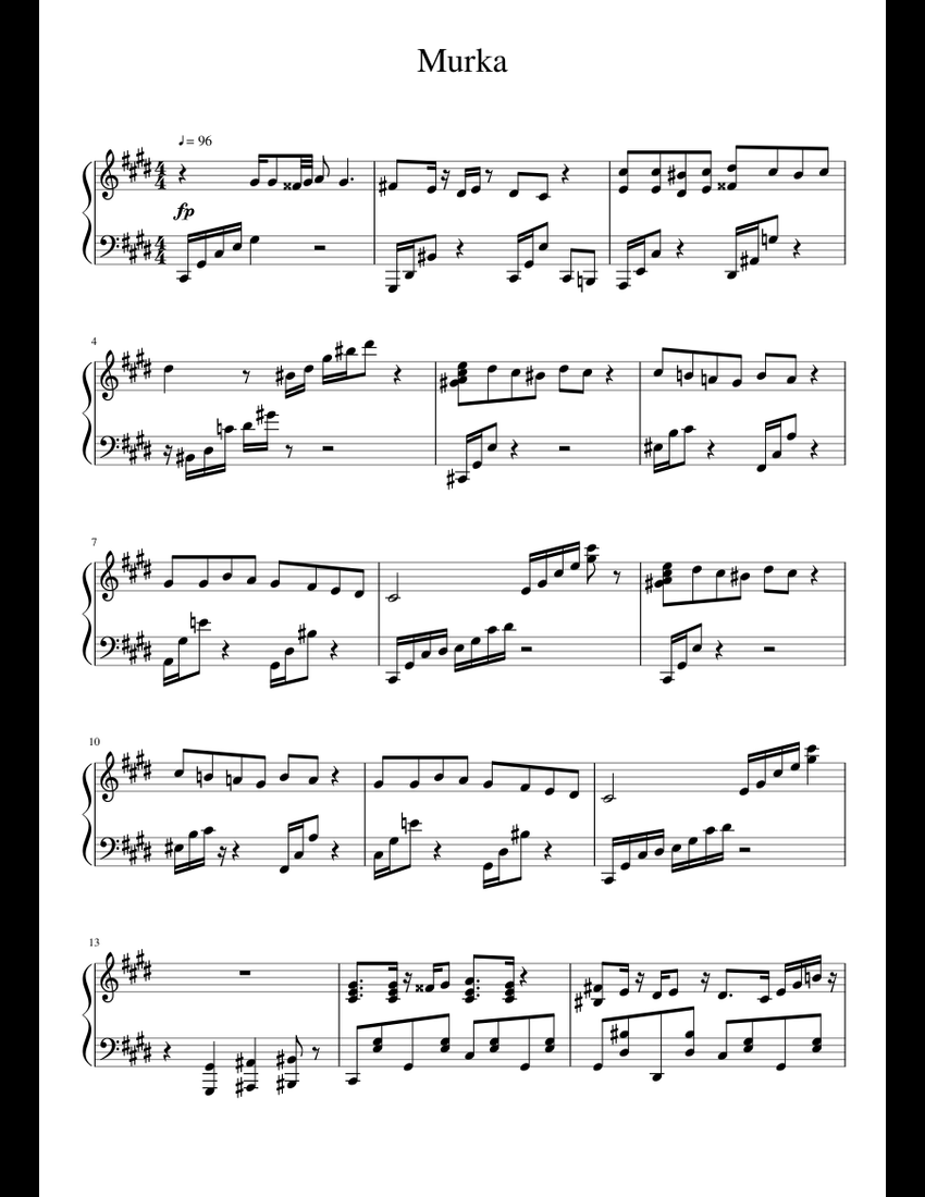 Murka sheet music for Piano download free in PDF or MIDI