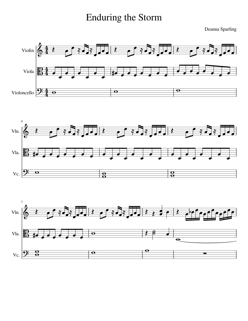 Enduring the Storm sheet music for Violin, Viola, Cello download free ...
