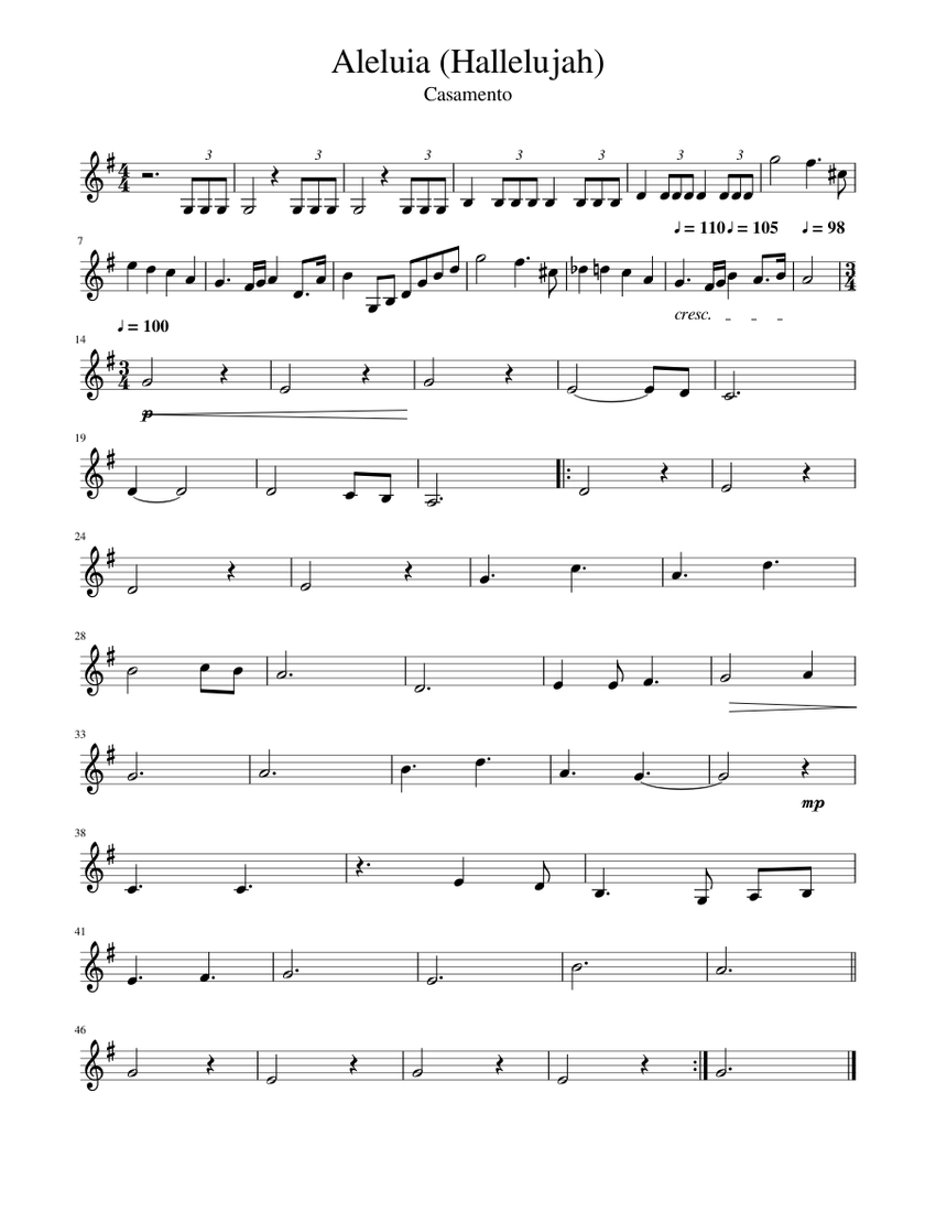 Aleluia Sheet music for Violin (Solo) | Musescore.com