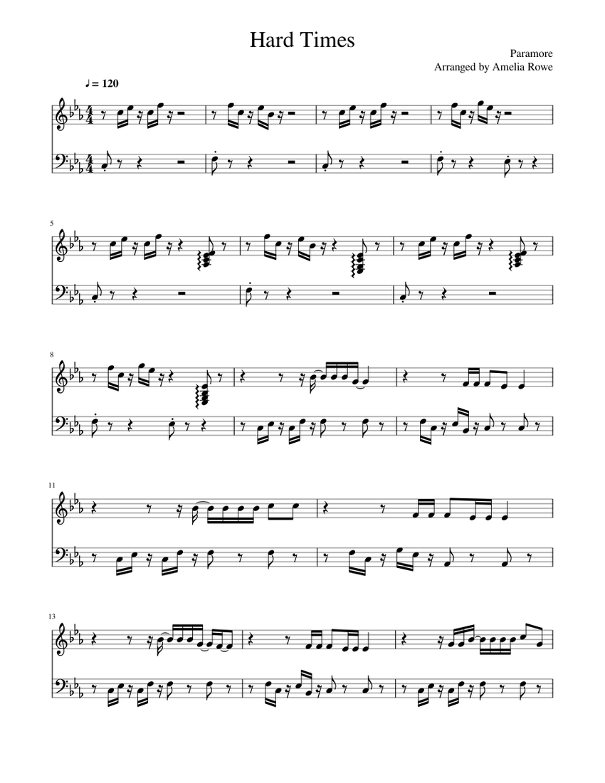 Paramore - Hard Times Sheet music for Piano (Solo) | Musescore.com