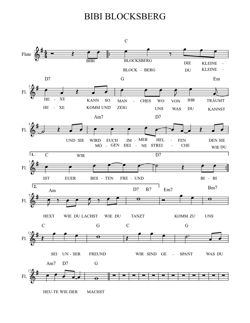 BIBI BLOCKSBERG Sheet music for Flute (Solo) | Musescore.com
