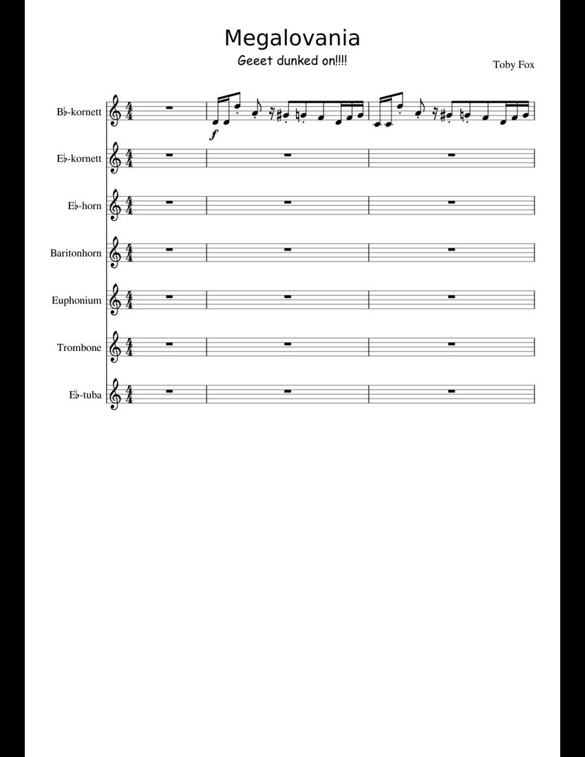 Megalovania (Undertale) - Brass Band sheet music for Trumpet, French Horn, Tuba, Trombone ...
