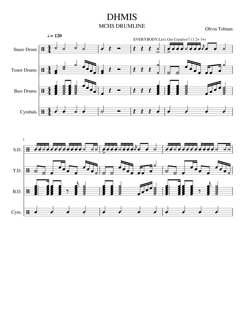 DHMIS Sheet music for Percussion | Download free in PDF or MIDI ...