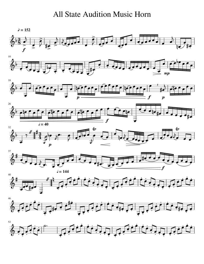 All State Audition Music Horn Sheet music for Brass French Horn (Solo ...