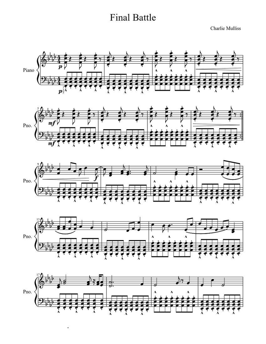 Final Battle Sheet music for Piano | Download free in PDF or MIDI ...