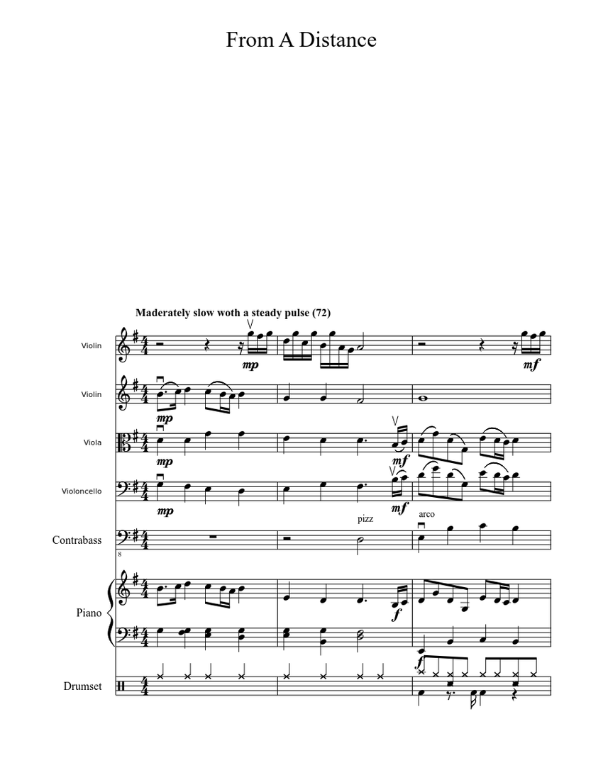 From A Distance Sheet music | Download free in PDF or MIDI | Musescore.com