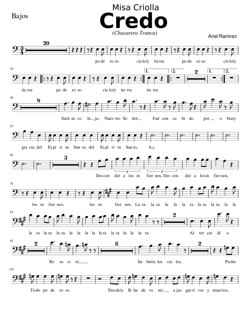 Credo (Bajos) Sheet music for Voice | Download free in PDF or MIDI ...