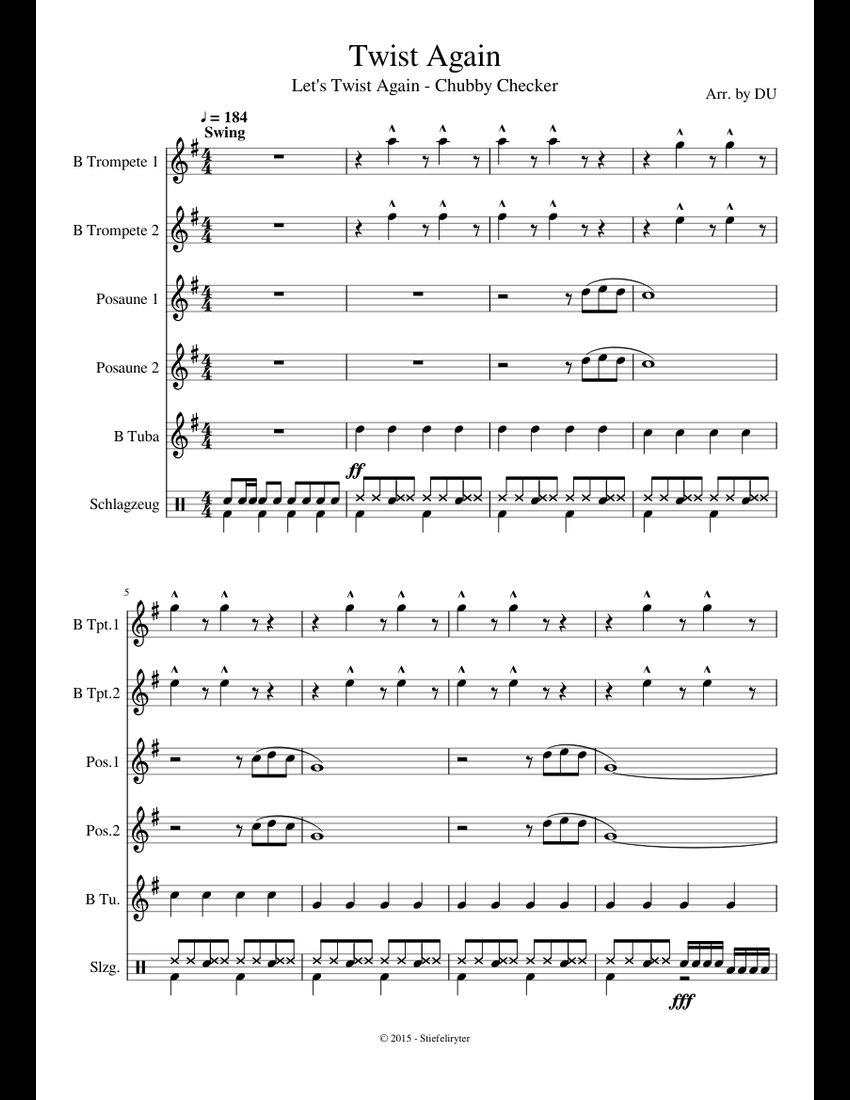 Twist Again sheet music for Trumpet, Trombone, Tuba, Percussion ...