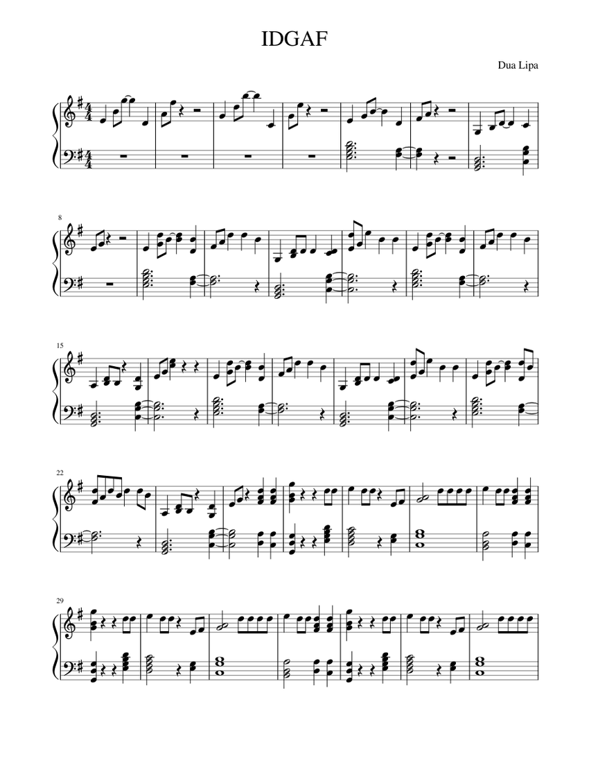 IDGAF Sheet music for Piano (Solo) | Musescore.com
