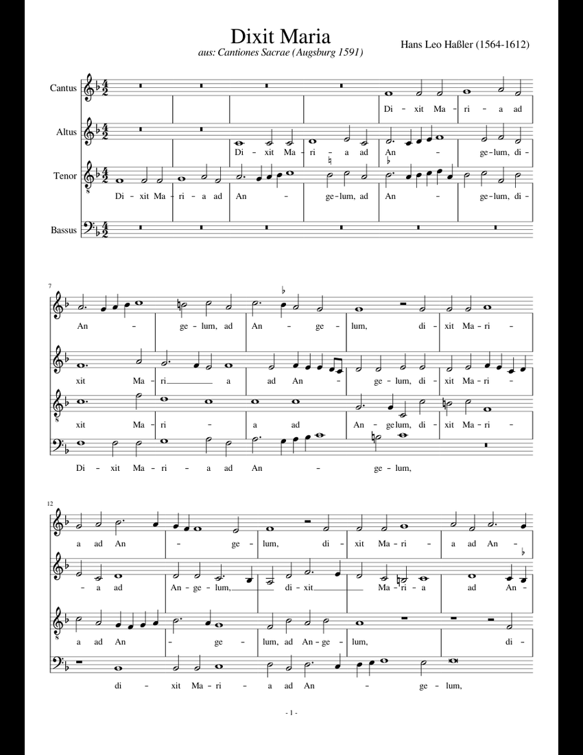 Dixit Maria sheet music for Voice download free in PDF or MIDI