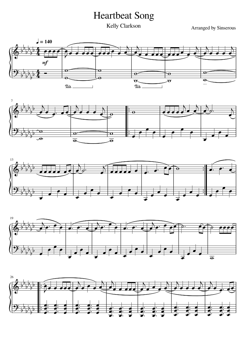 Heartbeat Song sheet music for Piano download free in PDF or MIDI