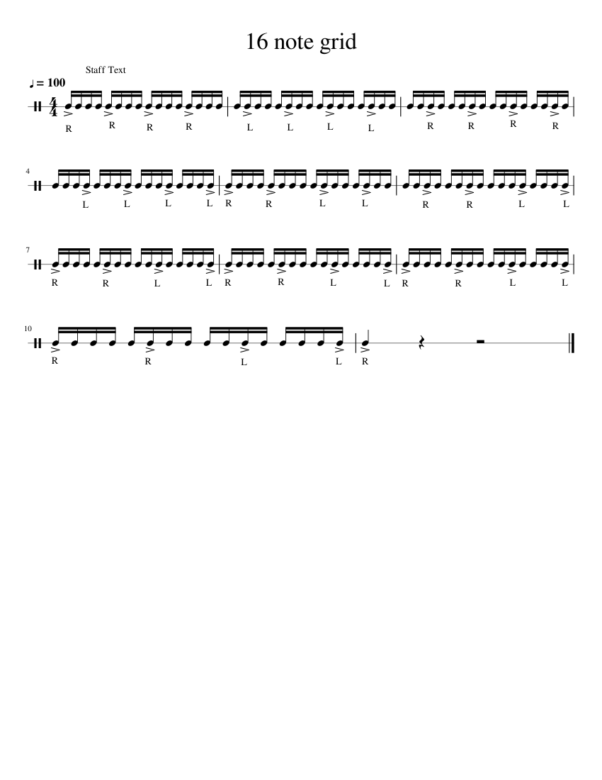 16 note grid Sheet music | Musescore.com