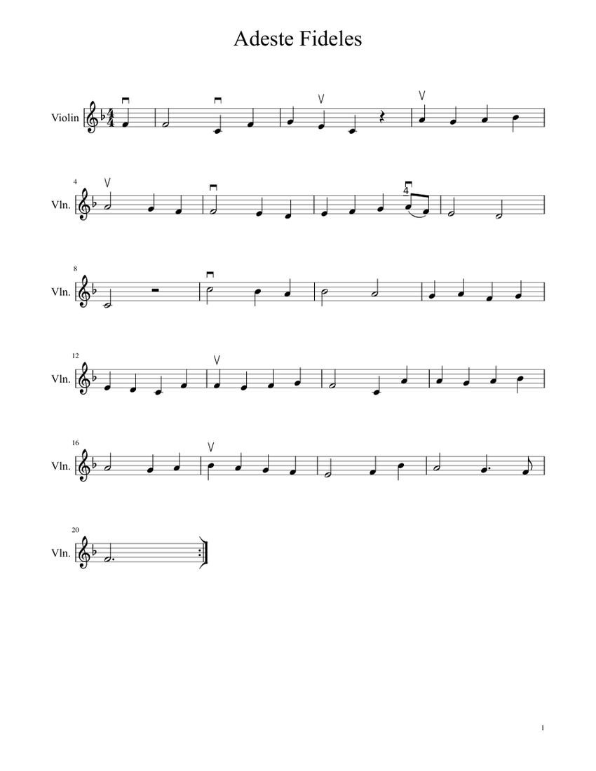 Adeste fideles Sheet music for Violin | Download free in PDF or MIDI | Musescore.com