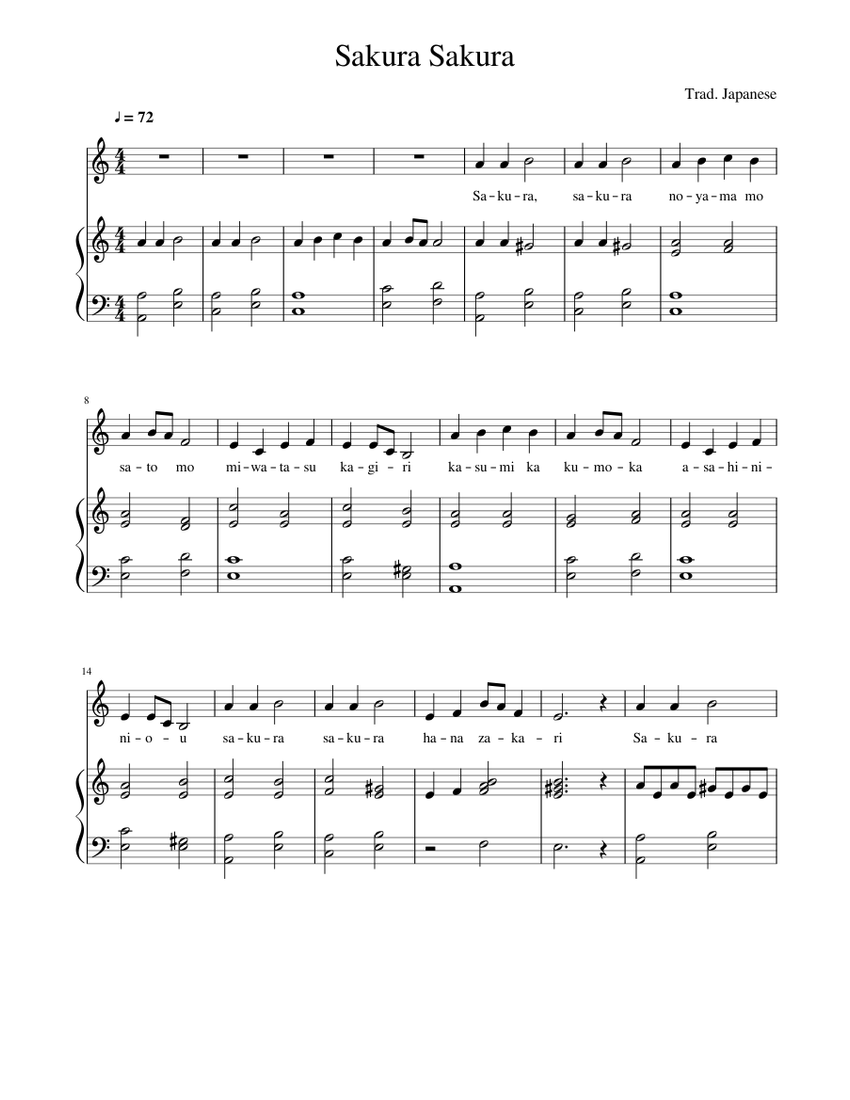 Sakura Sakura 2 Sheet music for Piano, Vocals (Piano-Voice) | Musescore.com