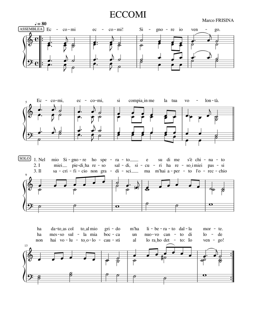 80 ECCOMI organo Sheet music for Organ (Solo) | Musescore.com