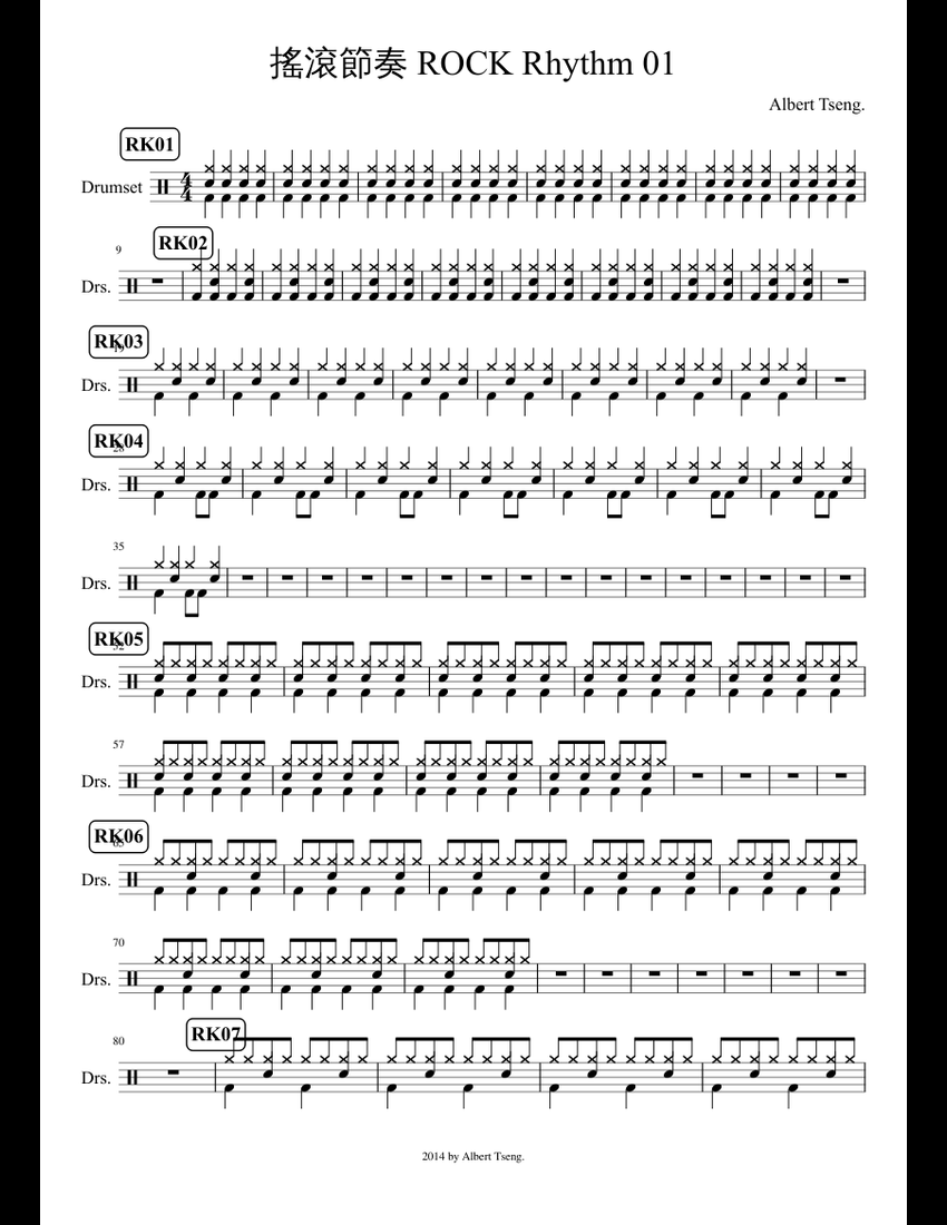 Rock Rhythm 01 sheet music for Percussion download free in PDF or MIDI