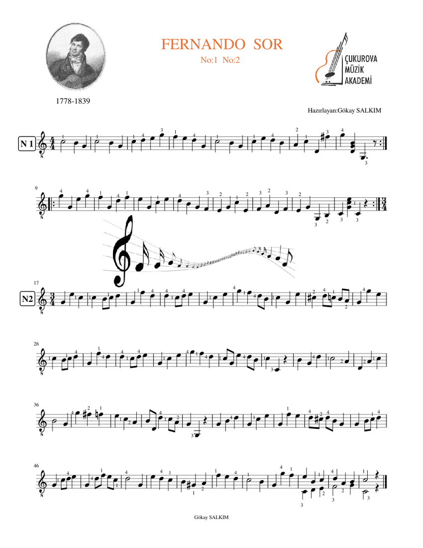 FERNANDO SOR 1-2 Sheet music for Guitar | Download free in PDF or MIDI ...