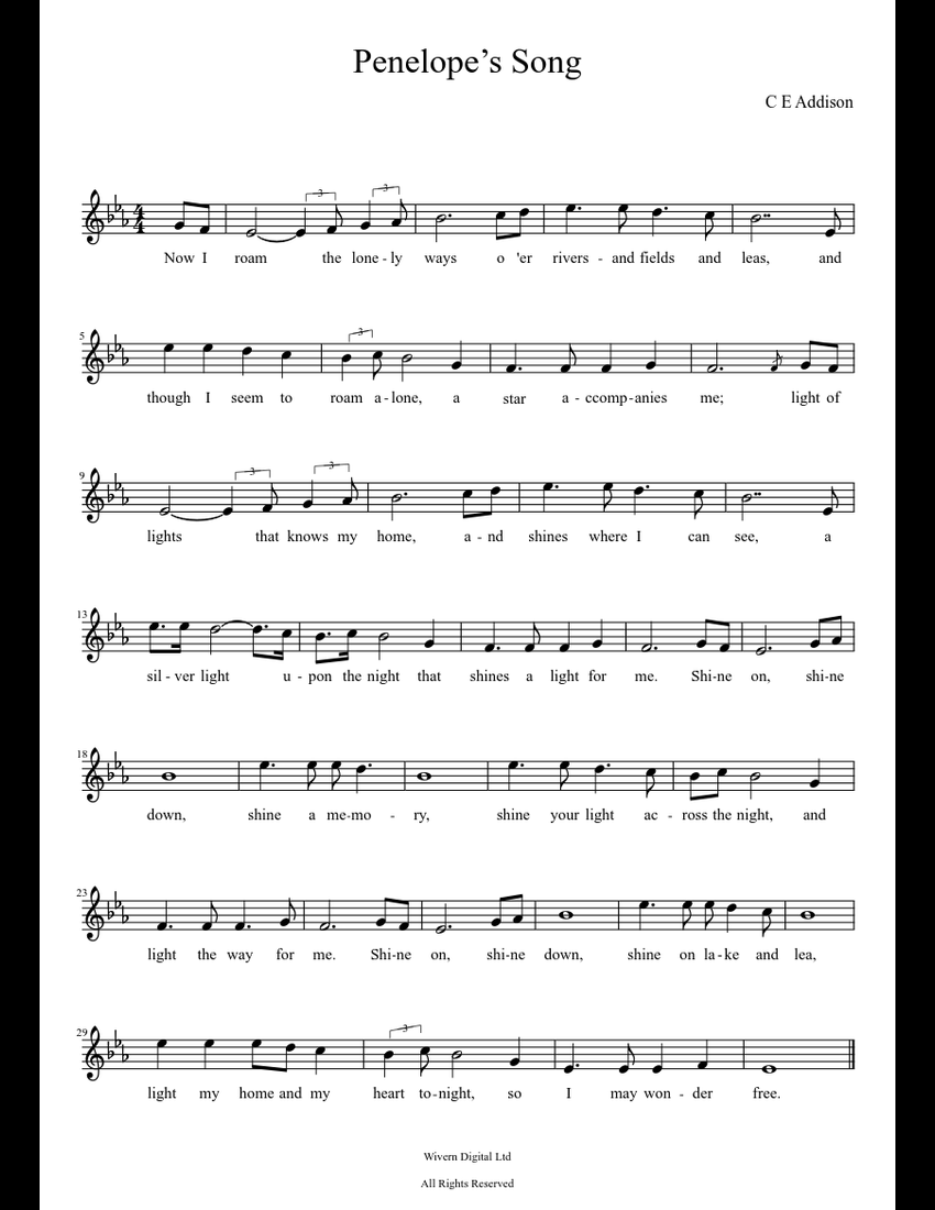 Penelope's Song sheet music for Piano download free in PDF or MIDI