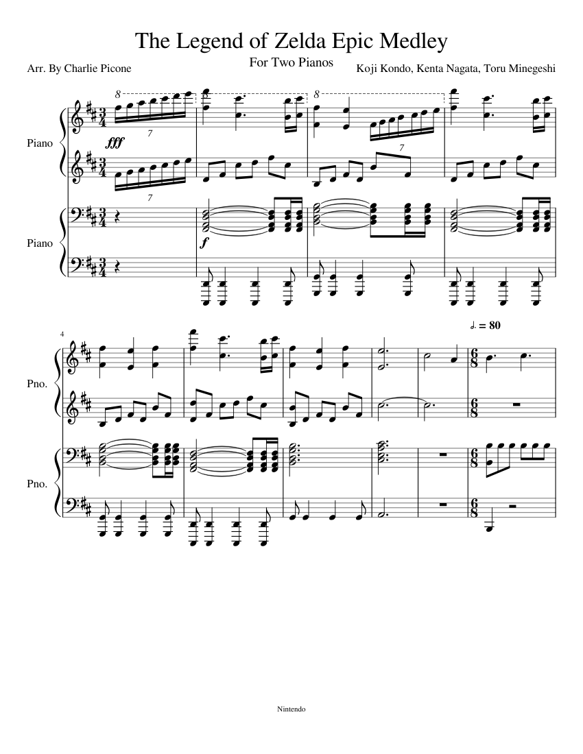The Legend of Zelda Epic Medley Sheet music for Piano | Download free ...