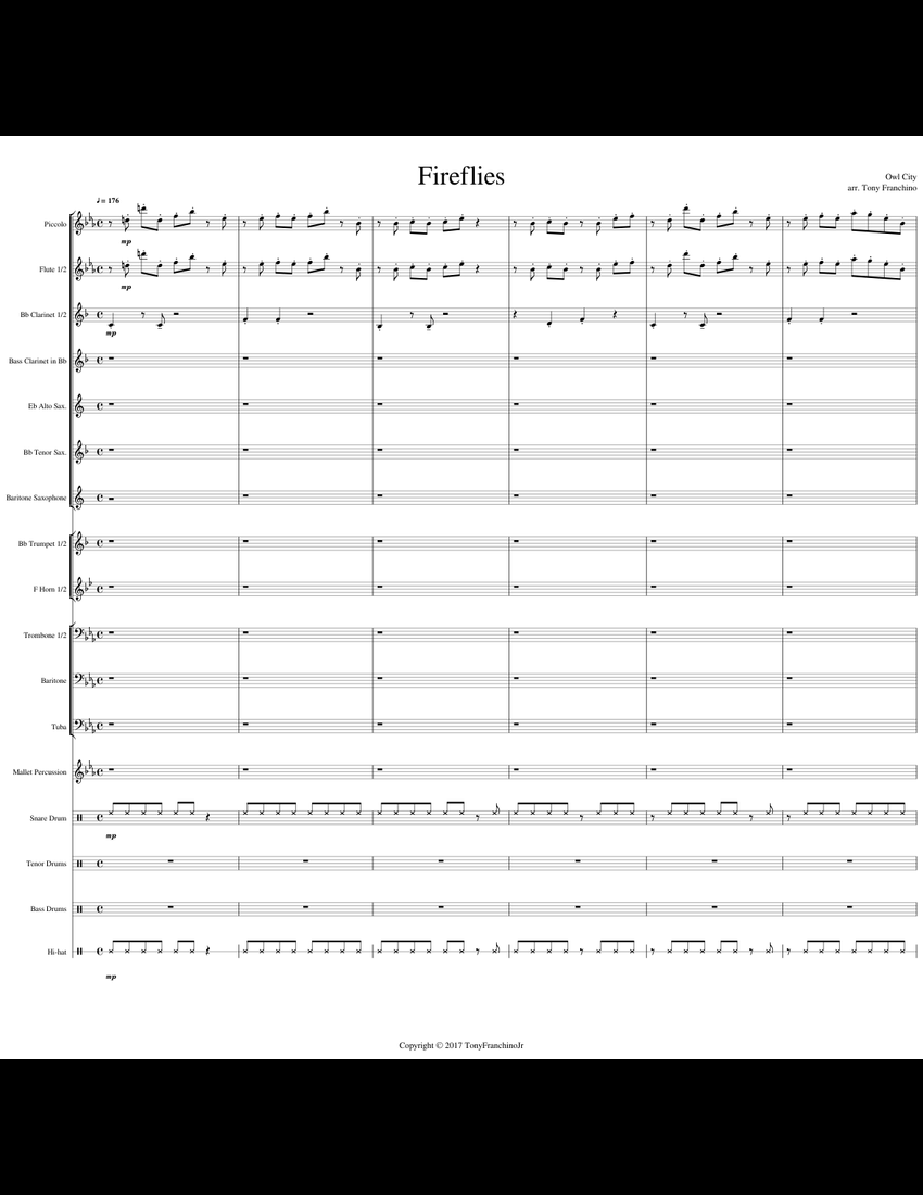 Fireflies for Marching/Pep Band sheet music for Flute, Clarinet ...