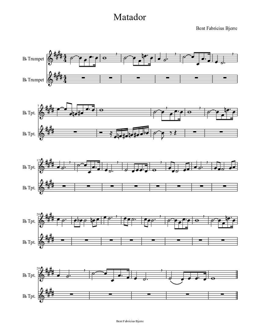 Matador Sheet music | Download free in PDF or MIDI | Musescore.com