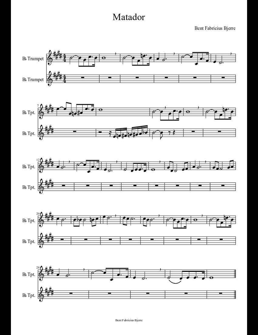 Matador sheet music download free in PDF or MIDI
