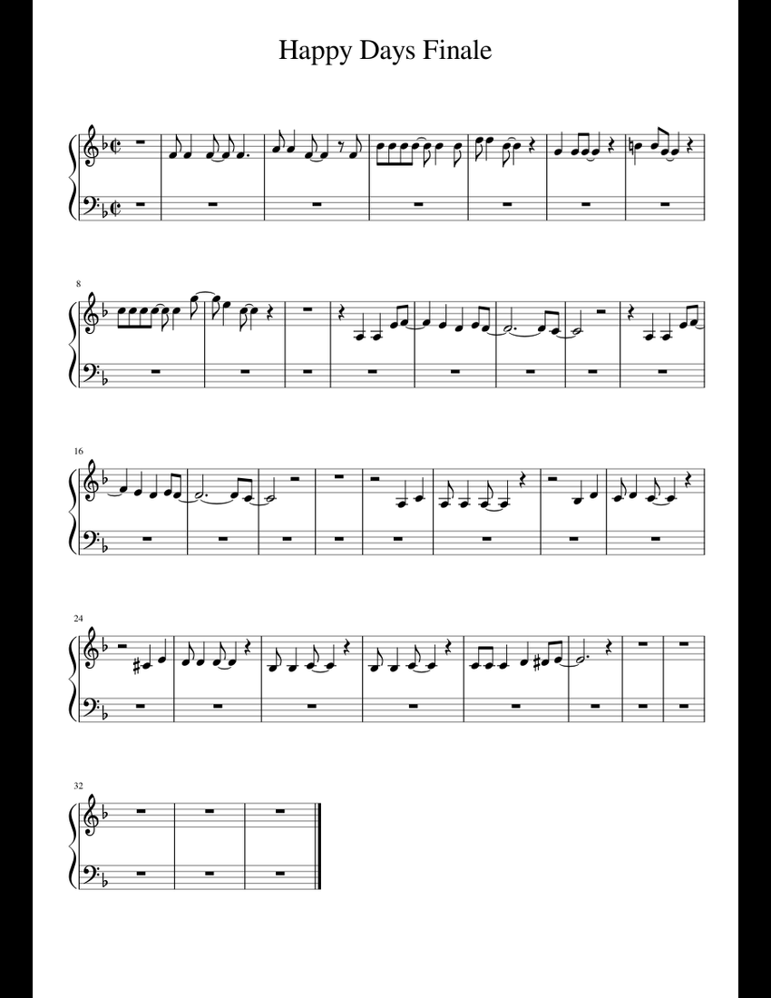 Happy Days Finale sheet music for Piano download free in PDF or MIDI