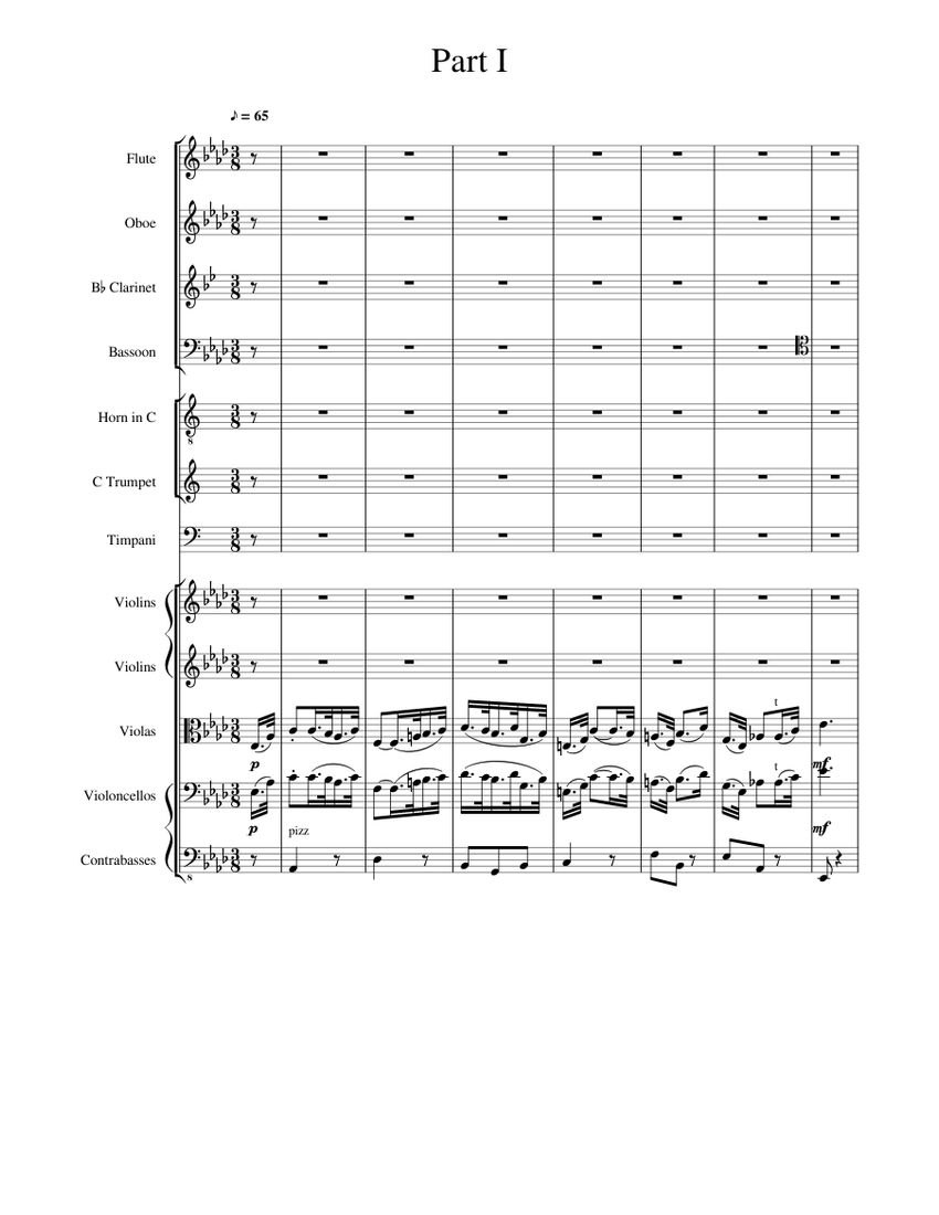 Beethoven : Symphony No.5, Op.67 Mvt.2 (Part 1) Sheet music for Flute, Clarinet, Oboe, Bassoon ...