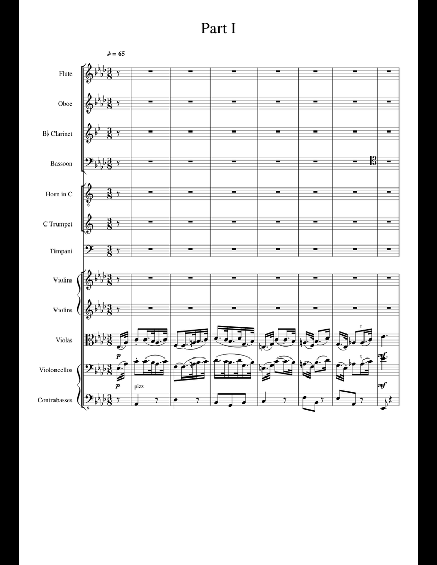 Beethoven : Symphony No.5, Op.67 Mvt.2 (Part 1) sheet music for Flute ...