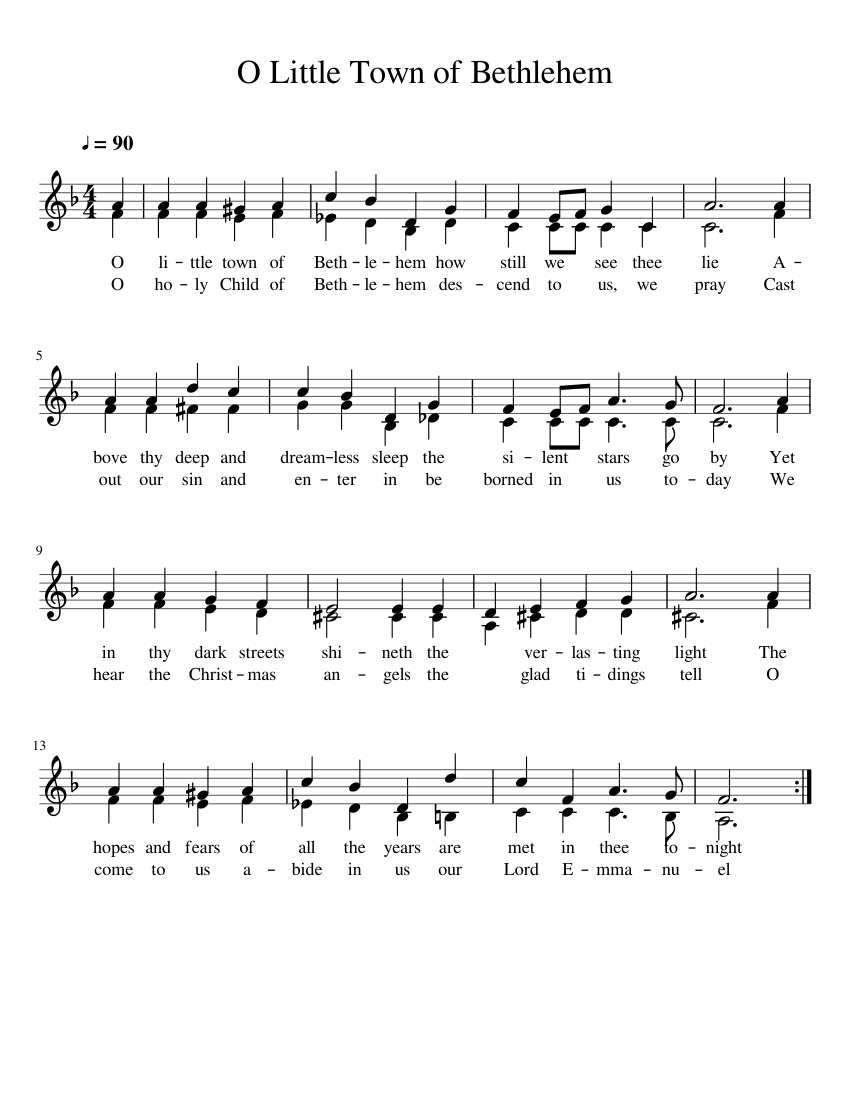 O little town of Bethlehem Sheet music for Piano | Download free in PDF ...