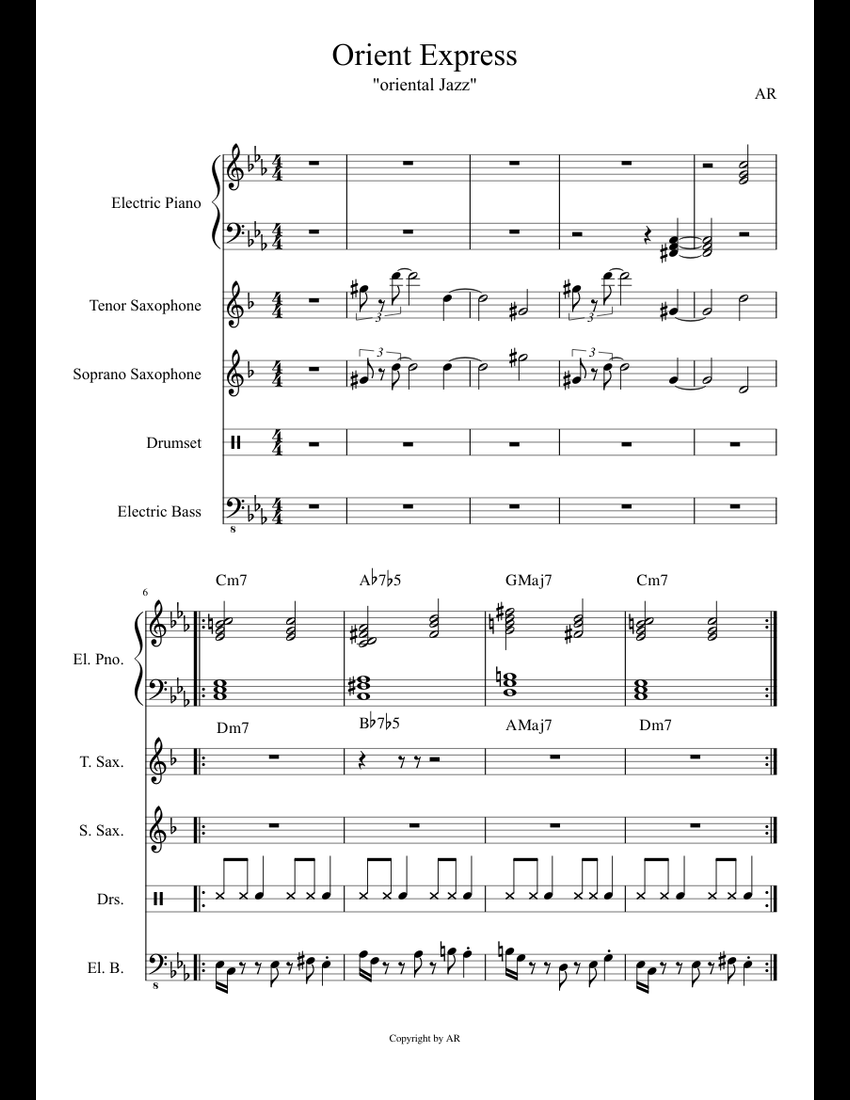 Orient Express sheet music for Piano, Tenor Saxophone, Soprano ...