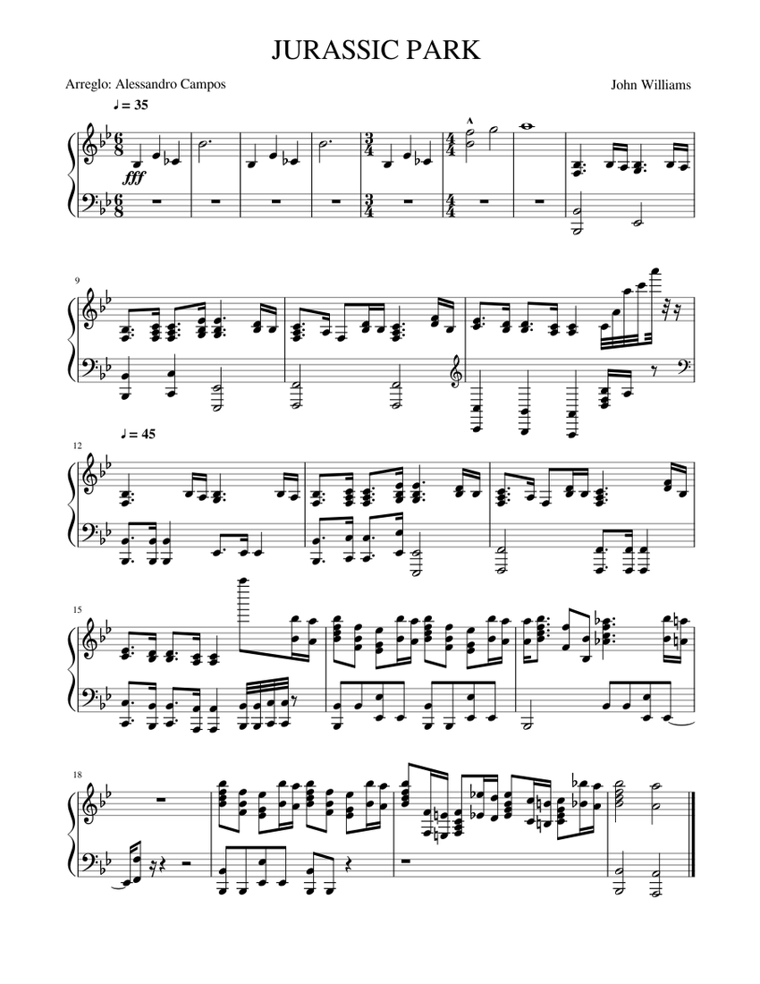 JURASSIC PARK Sheet music for Piano | Download free in PDF or MIDI ...