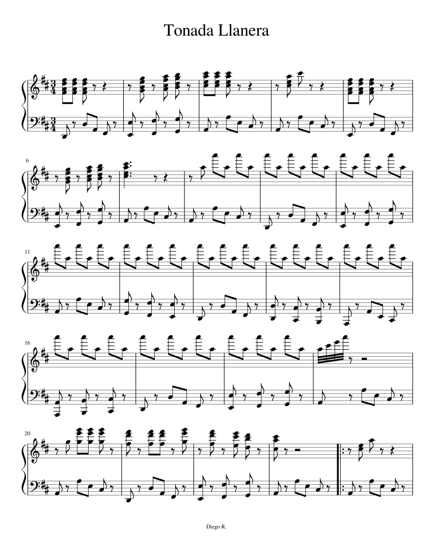 Tonada Llanera Arpa Sheet music for Piano | Download free in PDF or ...