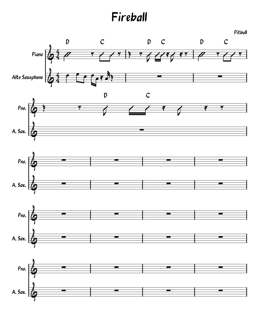 Fireball Sheet music for Piano, Alto Saxophone | Download free in PDF ...