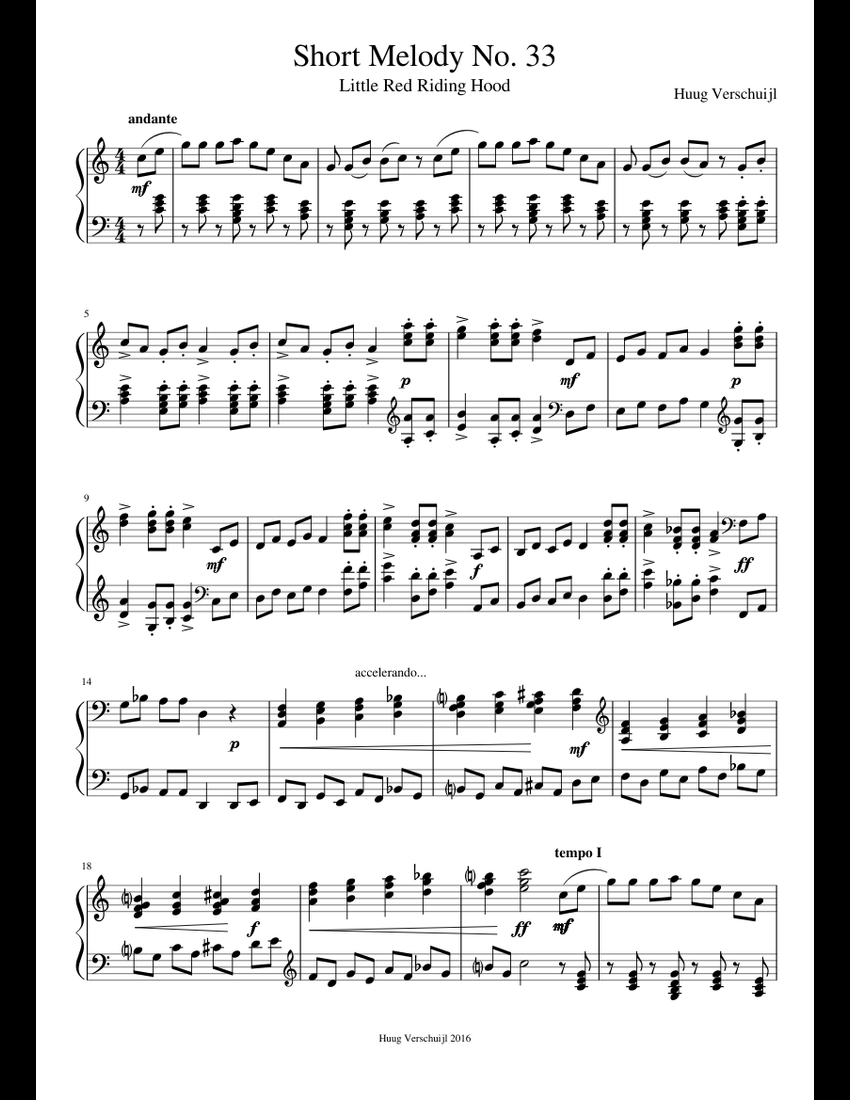 Short Melody No. 33 sheet music for Piano download free in PDF or MIDI