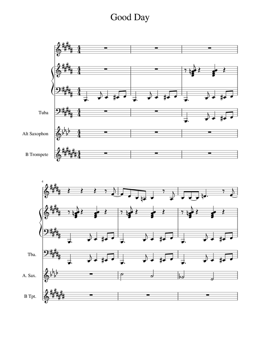Good Day Sheet music for Piano, Voice, Tuba, Alto Saxophone | Download ...