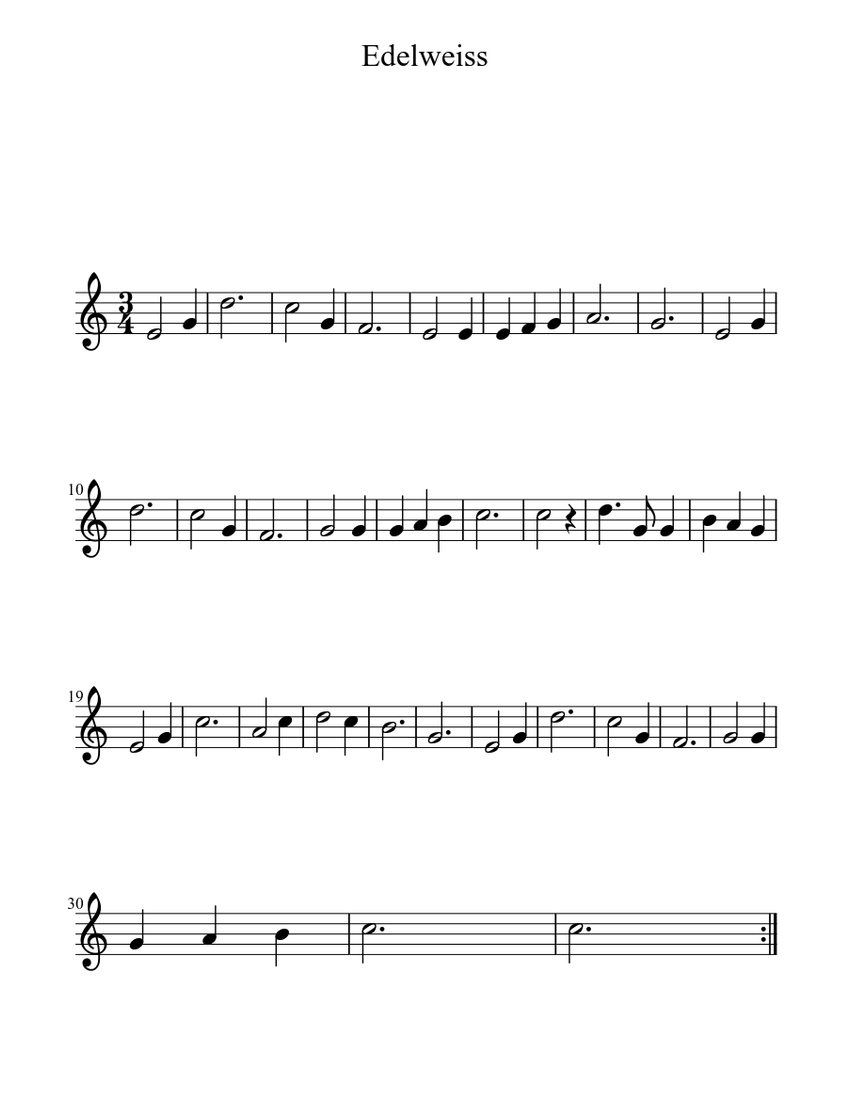 Edelweiss Sheet music | Download free in PDF or MIDI | Musescore.com